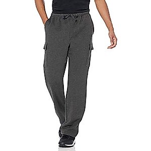Amazon Essentials Men's Cargo Fleece Sweatpant, Charcoal Heather, Large