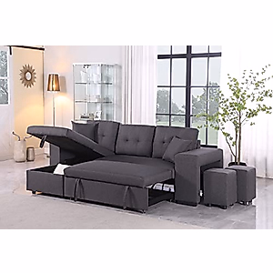 Devion Furniture Alexis Sofabed, 95" W x 53" D x 35H, Dark Gray