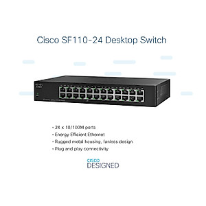 Cisco SF110-24 Unmanaged Switch, 24 Ports 10/100, Limited Lifetime Protection (SF110-24-NA)