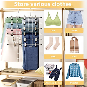Closet Organizers and Storage-Hanging Closet Organizer-6 Tier-Skirt & Pants Hangers Space Saving-Durable Closet Organization Hangers-Skirt Hangers with Clips-2 Pack Closet Storage-Apartment Essentials