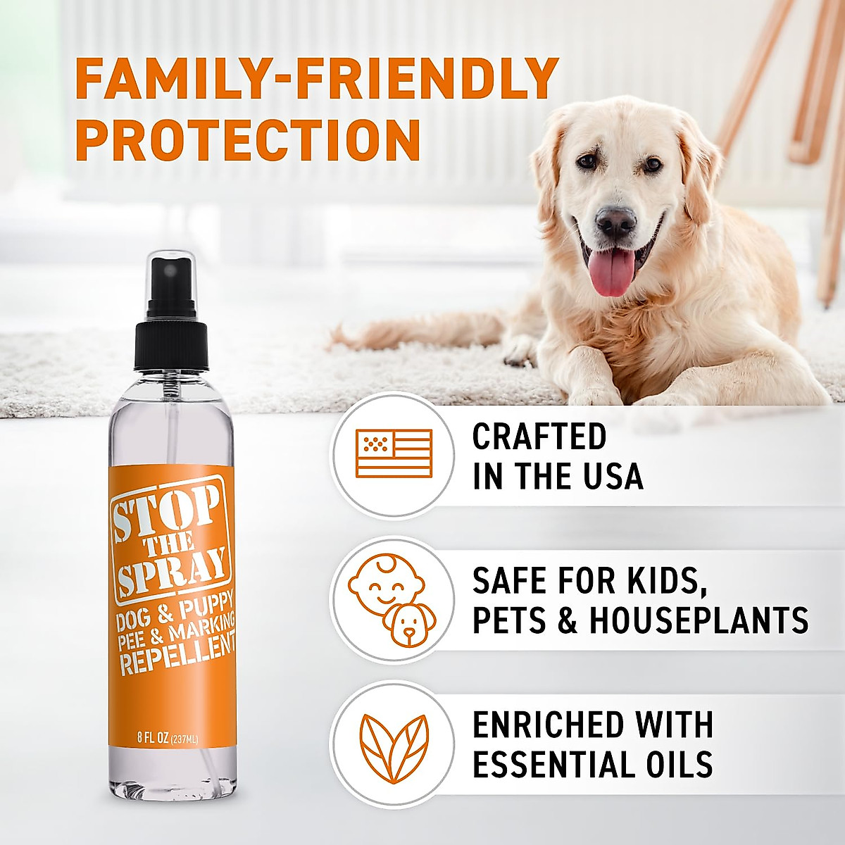 EBPP Stop the Spray - Dog & Puppy Pee Marking Repellent - Pet Training Spray - Puppy Potty Training Spray for Dogs - Dog Pee Stopper - Pee Deterrent for Dogs - No Marking Spray for Dogs Indoor 8oz