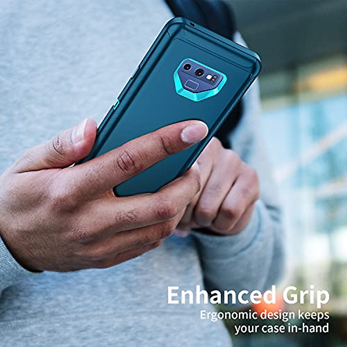 Regsun for Galaxy Note 9 Case,Shockproof 3-Layer Full Body Protection [Without Screen Protector] Rugged Heavy Duty High Impact Hard Cover Case for Samsung Galaxy Note 9,Turquoise