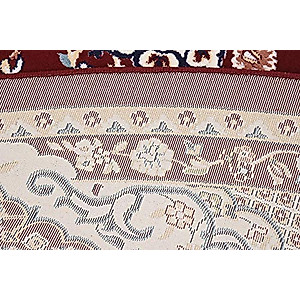 Unique Loom Narenj Collection Classic Traditional Textured Repeat Design Area Rug, 10' Round, Burgundy/Blue
