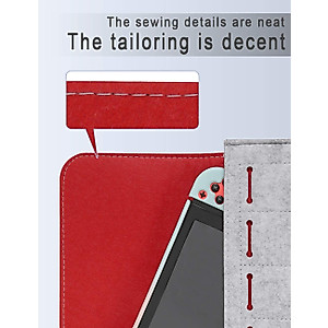 FNEIAE Switch Carrying Case, Ultra Slim Professional Protective Felt Pouch for Nintendo Switch with 5 Game Cartridges Holders - Light Grey