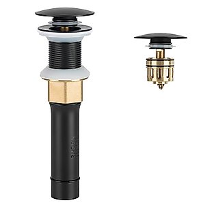 ESFORT Bathroom Sink Drain Stopper without Overflow, Pop up Drain Assembly with Built-In Anti-Clogging Strainer Vessel Sink Drain, Brushed Nickel