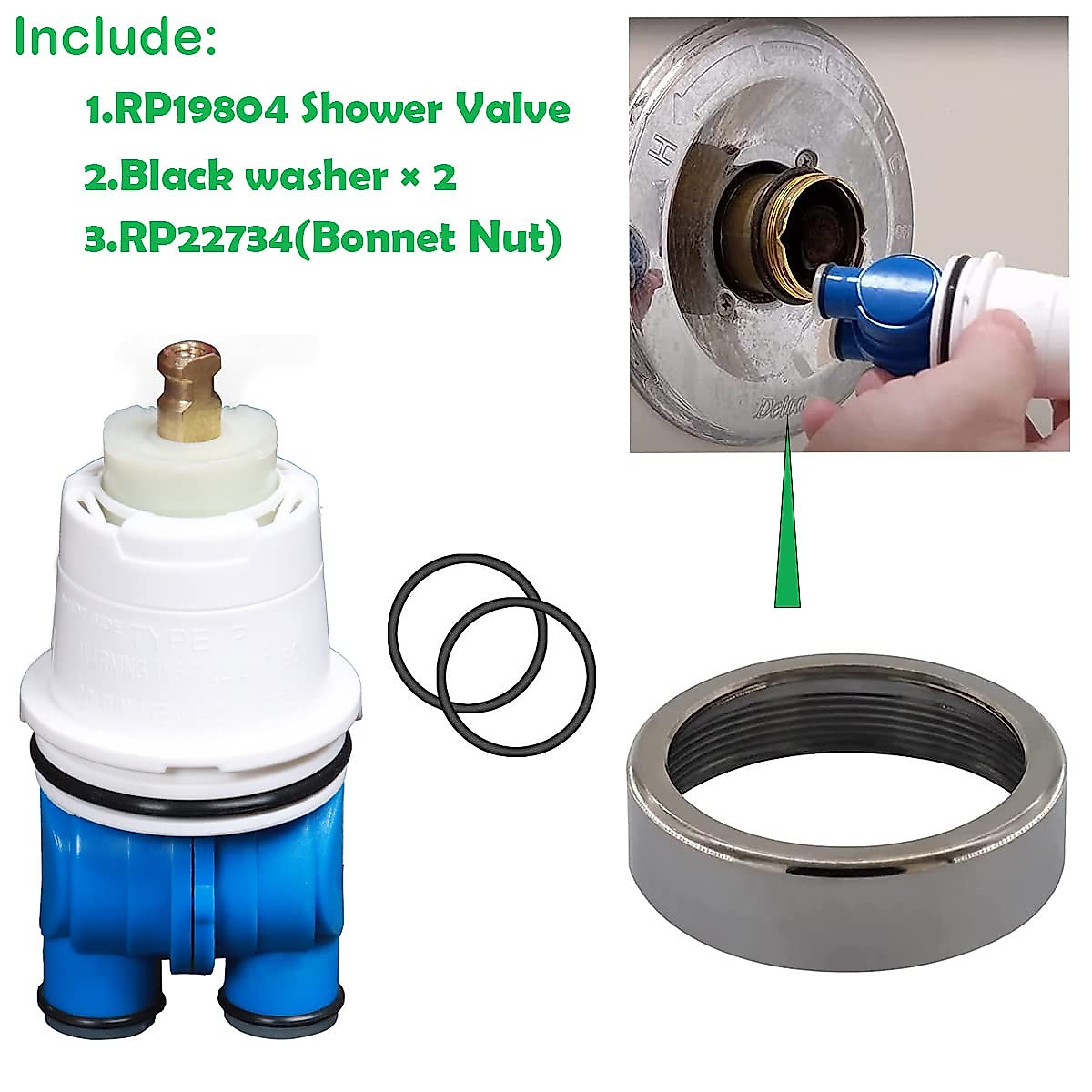 RP19804 Shower Cartridge Assembly Compatible with Delta Faucet 1300/1400 Series Tub and Shower Valves, Replacement Pressure Balance Cartridge For Delta Select Monitor Valves (1993-2007)