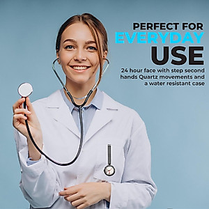 Nurse Stethoscope Watch - Lightweight Metal Frame- Attaches Directly to Pocket, Scrubs or Shirt. Convient.