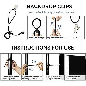 INNOVSIGN 10x10 Ft Black Background Screen Wrinkle Resistant Background with 8 Background Clips, Cotton Fabric Foldable ChromaKey Black Screen Background for Photography Studio