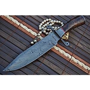 Perkin Handmade Damascus Steel Hunting Knife Sheath - US45