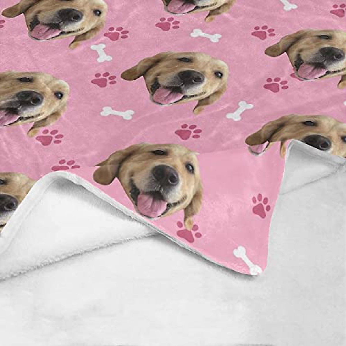 InterestPrint Personalized Dog Lover Gift Blanket with Pet Photo Picture, Customizable Blanket for Family Pets Gifts for Kid Women Souvenirs