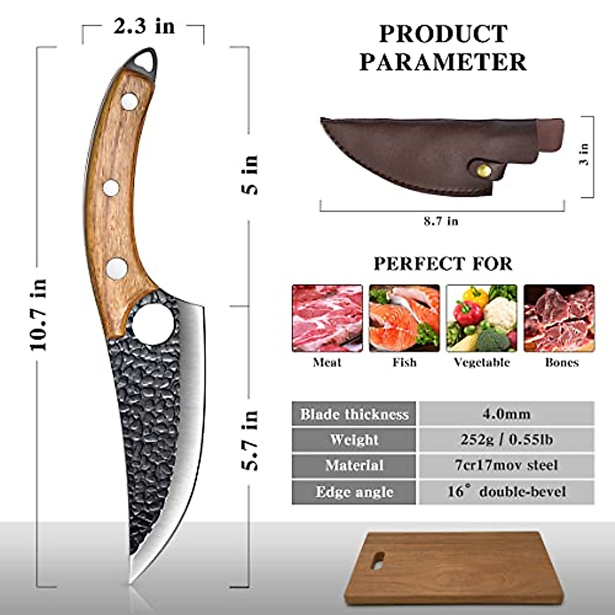 Avarmora Chef knife 8 inch Damascus kitchen knife German High Carbon Stainless Steel Sharp Knife, Professional Meat Knife with Ergonomic Handle and Gift Box for Family & Restaurant (Silver)