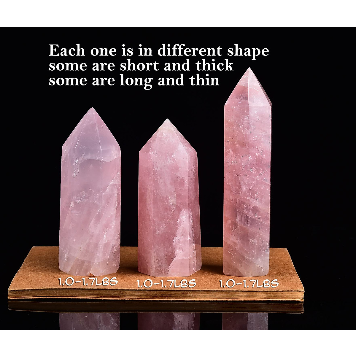 AMOYSTONE Rose Quartz Obelisk Tower Large Healing Crystal Wand Point 6 Faceted Reiki Chakra Meditation Therapy Pink 1.1-1.7 LBS