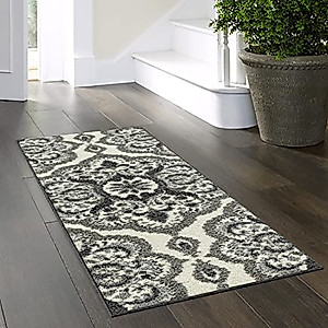 Vivian Medallion Runner Rug Non Slip Hallway Entry Carpet [Made in USA], 2 x 6, Grey