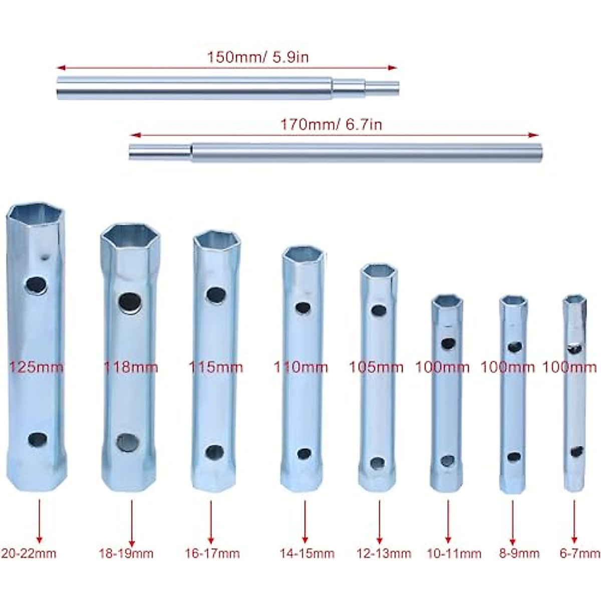 Dpwrrot 10Pcs Dual-Ended Wrench Socket Plumber Back Nut Tap Spark Plug Spanner Set Extended Spark Plug Wrench 6-22mm