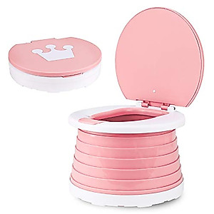 Children's Folding Toilet Portable Folding Toilet Seat Boys & Girls Foldable Potty Chair Seat Toddler Potty Training Seat (Pink)