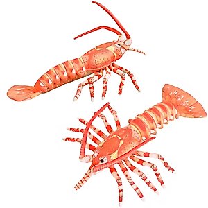 ELAINREN Lifelike Red Australian Lobster Stuffed Toy Realistic Marine Lobster Crab Plush Pillow Soft Simulation Sea Lobster Plushie Ocean Doll Gifts/23.6''
