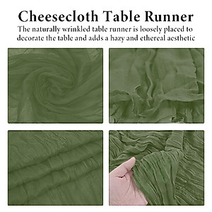 NOSTHEART Sage Green Cheesecloth Table Runner 10Ft Boho Table Runner Gauze Cheese Cloth Table Runner Rustic Sheer Table Runner for Party Wedding Bridal Baby Shower Birthday Table Decoration