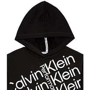Calvin Klein Girls' Performance Sport Hoodie Sweatshirt, Black Fresh, 12-14