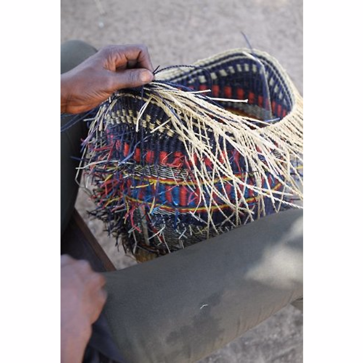 Fair Trade Ghana Bolga African Dye-Free Fully Shaped Market Basket 14-16" Across, 20267, Made in Bolga, Ghana, West Africa Exclusively for: Fair Trade Gifts and Home Decor