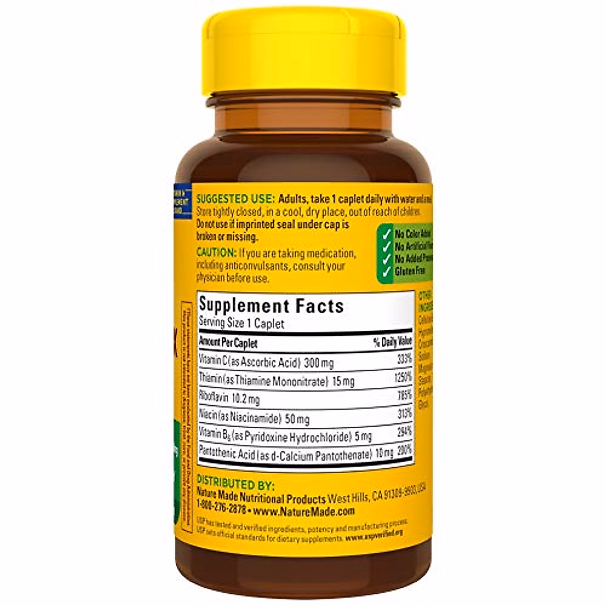 Nature Made B-Complex with Vitamin C Caplets, 100 Count (Pack of 3)