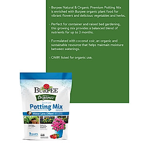 Apollo Exports International 24" Adjustable Railing Planter, Black and Burpee, 9 Quarts | Premium Organic Potting Natural Soil Mix