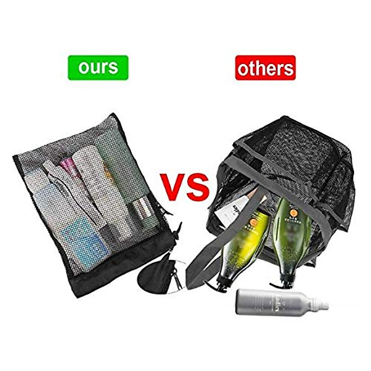 Mesh Caddy, Quick Dry Shower Tote Bag Hanging Toiletry and Bath Organizer with Suction Cup Clip Cord, Black, Rugged - Better Made in USA