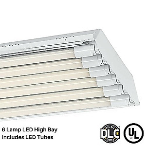 Four Bros Lighting LED High Bay Light 6 Lamp 4000K Cool White, 5 Year Warranty, Industrial Grade, Warehouse, Shop, Garage Lighting - UL Listed, DLC Approved, Made in USA, BAA Certified