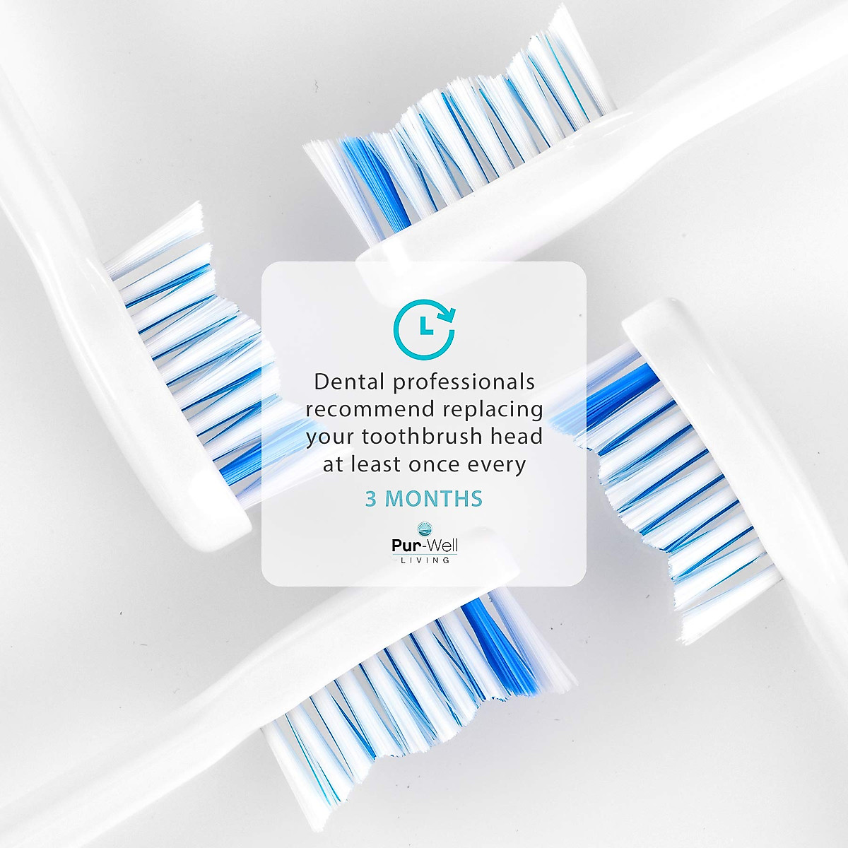 Sonic Clean Brush Replacement Heads Soft Dupont Bristles Four (4) Pack Electric Toothbrush Heads (White)