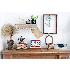 Funerom Rustic 16.5×6.3×3.85 inch Small Wood Wall Shelf Floating Shelves Wall Mounted Display Picture Ledge