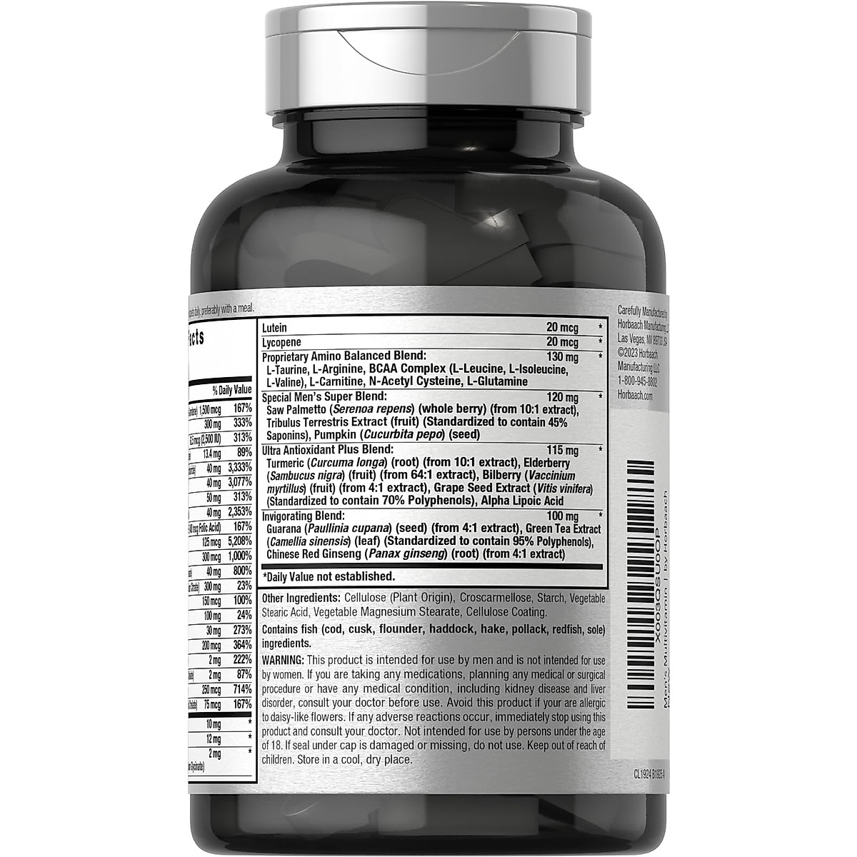 Horbäach Multivitamin for Men | 60 Caplets | Non-GMO & Gluten Free Vitamins & Minerals Daily Supplement