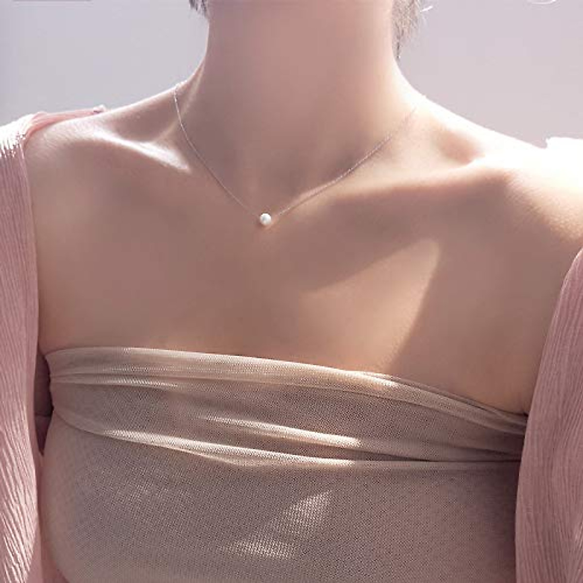 POPLYKE AAAA Single Pearl Choker Sterling Silver Necklace for Women 7-8mm Freshwater Cultured Pearls Wedding Bridesmaids Anniversary 14 16 18 inch (silver-single pearl necklace 14‘’)