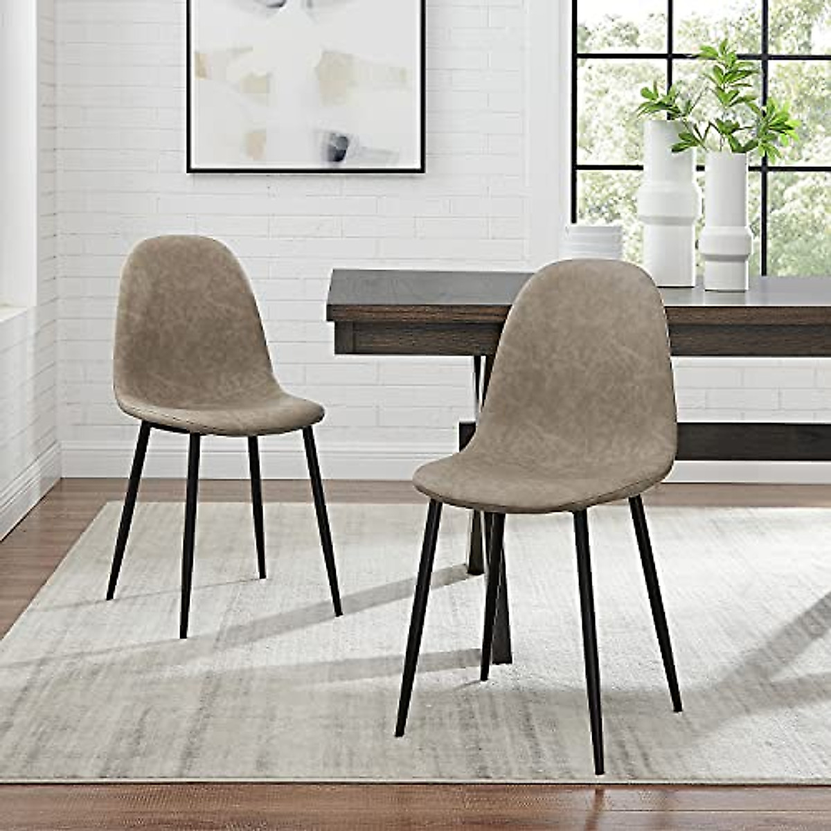 Crosley Furniture CF501619-BR Weston Dining Chair (Set of 2), Distressed Brown/Matte Black