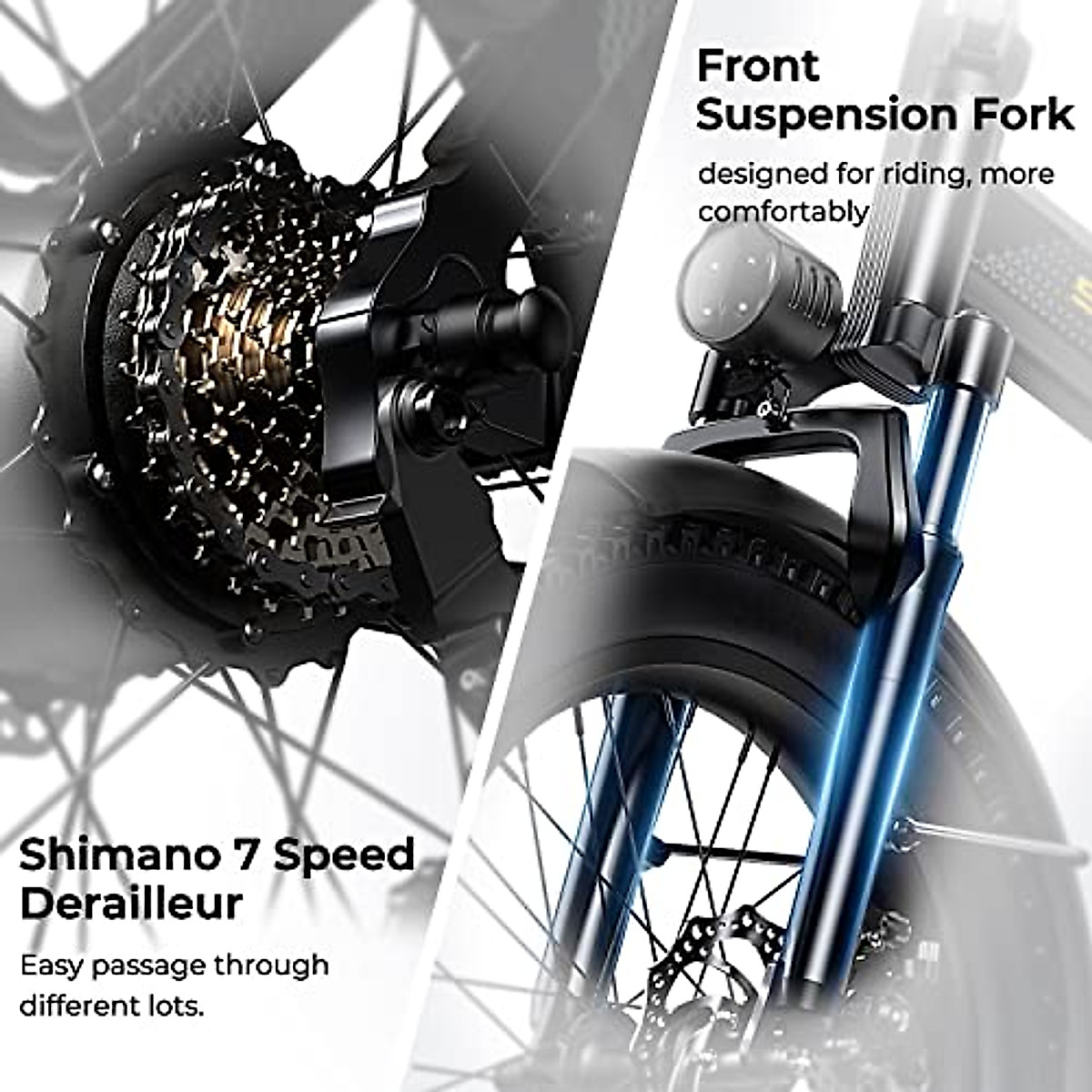 Foldable Electric Bicycles, 750W Brushless Motor, 48V 15AH Removable Battery, Electric Bike with Shimano 7 Speed Derailleur, Ebike for Adults