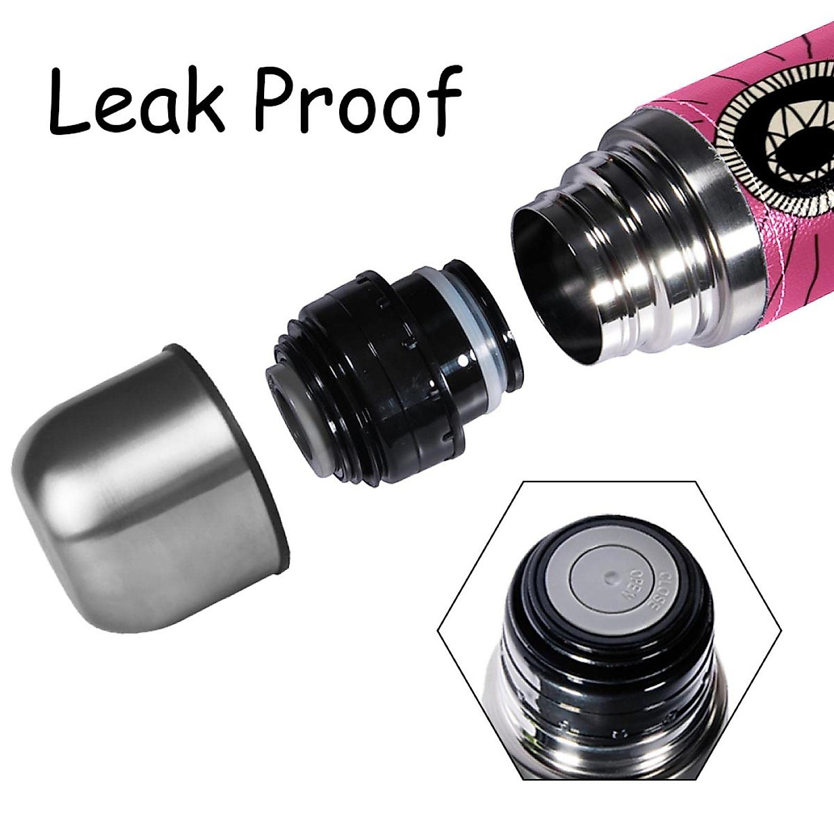 Stainless Steel Leather Vacuum Insulated Mug Flowers Thermos Water Bottle for Hot and Cold Drinks Kids Adults 16 Oz