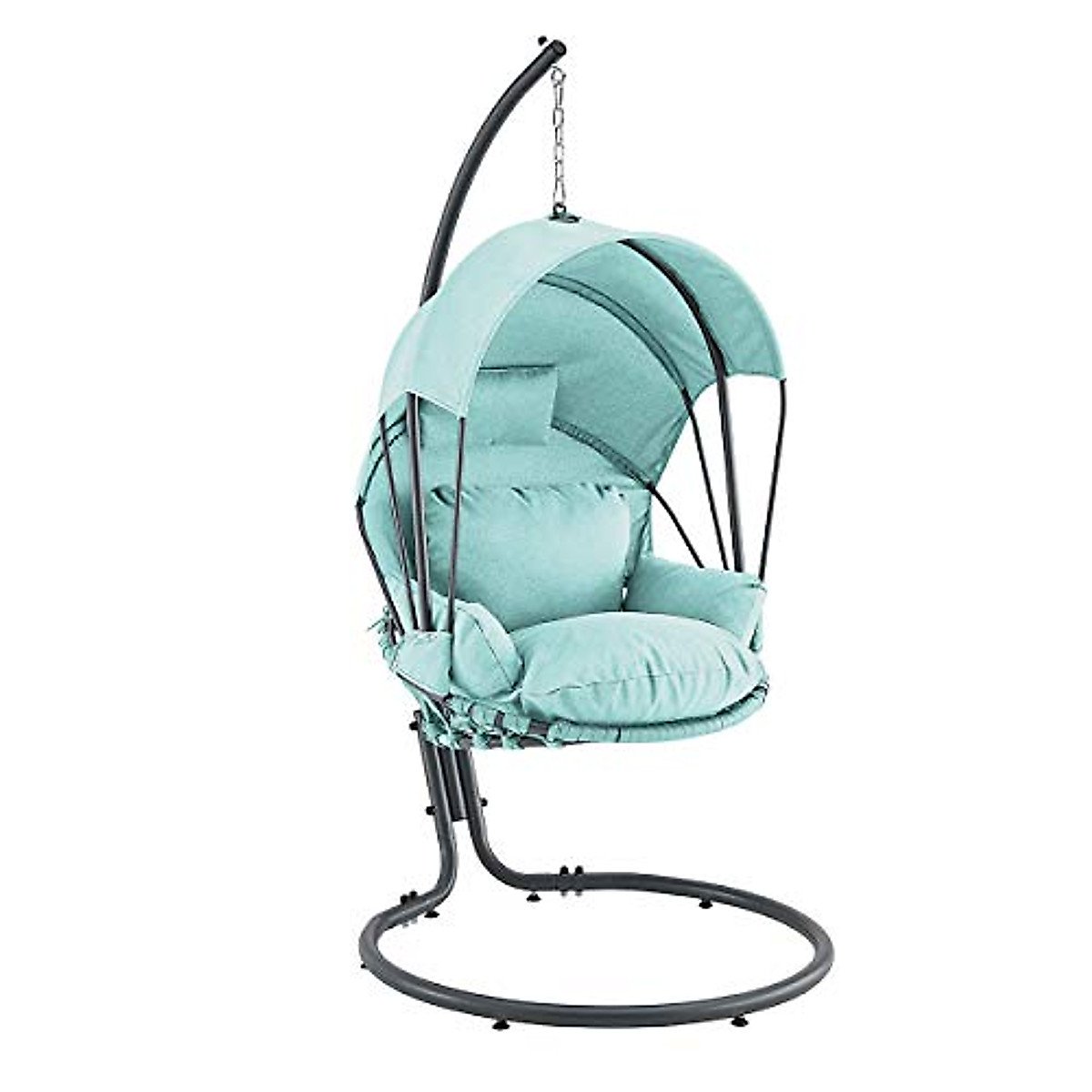 Barton Deluxe Hanging Chair Aqua w/Canopy Sun Shade Deep Cushion Lounge Seating Outdoor Indoor Patio Bedroom Hanging Swinging