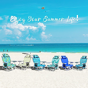 Canpsky 2PC Portable Beach Chair for Adults, 4 Position Backpack Folding Camping Chairs for Outdoor, Beach Chairs with Backpack Straps, Blue