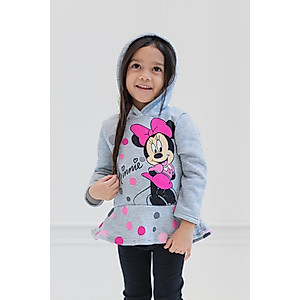 Disney Minnie Mouse Toddler Girls Pullover Fleece Hoodie & Leggings Heather Grey 4T