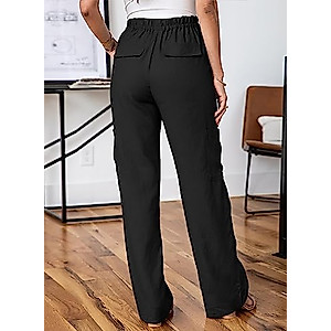Acelitt High Waisted Cargo Pants for Women Trendy Ladies Fall Fashion 2024 Y2K Pants with Pocktes Black X-Large