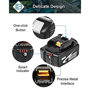 Amityke Battery for Makita 18V Battery 6.0Ah, 4Pack Replacement Batteries Compatible with Makita 18 Volts Battery BL1860 BL1820 1830B 1840B 1850B, Fit with Original Makita 18V Battery Chargers