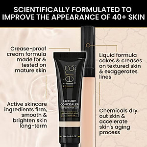 Fièra Luxury Concealer with Anti-Aging - All Day Coverage for Dark Circles, Fine Lines, Wrinkles & Spots - Neutral Beige, 0.5 Ounce