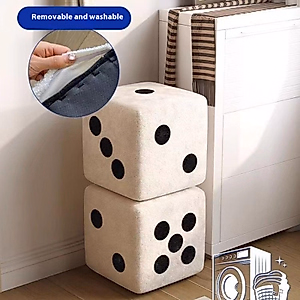 TALFEHR Shoes Stool Footstool Dice Design for Entrance,Soft Comfortable Small Foot Stool Floor Chair, Rest Stool for Living Room Decoration Entryway Stool (White,12in)