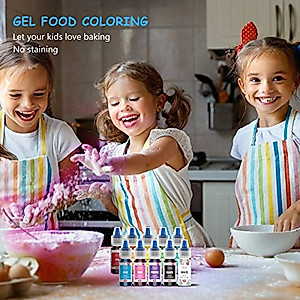 Food Coloring Cake Decorating Set - Jelife 10 Gel Based Flavorless Edible Food Dye Vibrant Concentrated Neon Icing Colors for Kids Baking Macaron Frosting Fondant Cookie (6ml/Bottles)