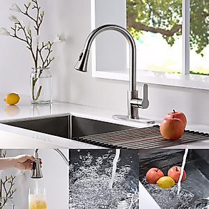 AMAZING FORCE Kitchen Faucet with Pull Down Sprayer, Commercial Industrial Stainless Steel Kitchen Sink Faucet Single Handle Faucet, Farmhouse RV Kitchen Faucet Laundry Sink Faucet, Matte Black