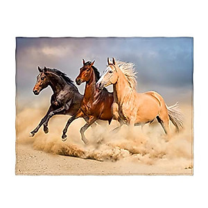 Group of Horse Printing Super Soft Throw Blanket for Bed Sofa Lightweight Blanket 58 x 80 Inch