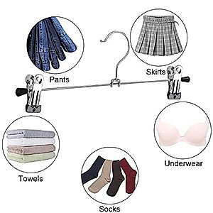 20 Pack Pant Hangers Skirt Hangers with Adjustable Clips Metal Trouser Clip Hangers Slack Hangers Durable Ultra Thin Space Saving Hangers
