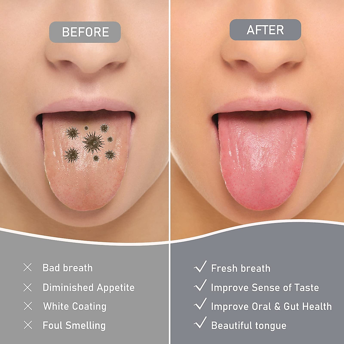 HLFLYG 4 Pack Tongue Scraper, Hygienic Seal-Pack, Professional Eliminate Bad Breath, Stainless Steel Tongue Scrapers, Effectively Improve Oral And Gut Health -silver