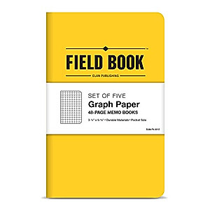 Field Notebook/Pocket Journal - 3.5"x5.5" - Yellow - Graph Memo Book - Pack of 5