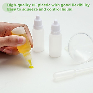 Uiifan 12 Pcs Plastic Squeezable Dropper Bottle Small Empty Liquid Dropper with Screw Cap Portable Eye Dropper Bottle with 2 Funnels 2 Droppers for Eye Drops Oils Saline Essence (White,20ml)