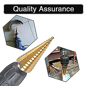 HOHXEN 1/4 Hex Shank Titanium Step Drill Bit High Speed Steel 15 Steps Hex Shank 4-32MM