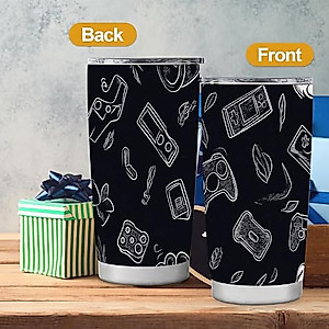 FOCIUZTA Panda and Gaming Design Tumbler with lid, Travel Coffee Cup, Ideal for Easter, Gaming Enthusiast, Mother Day, and birthday gifts